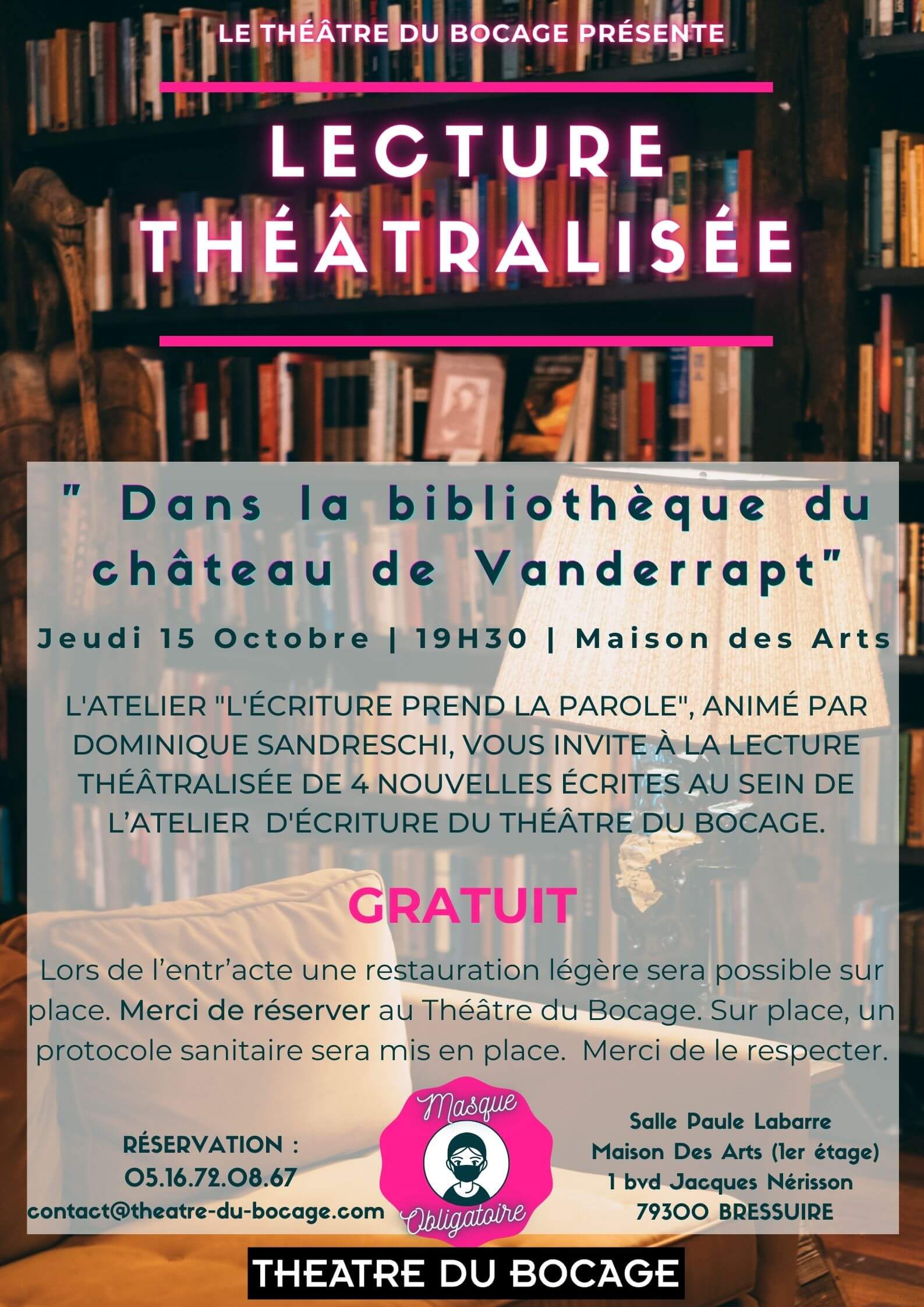 soirée lecture théâtralisée - Théâtre-du-Bocage soirée lecture théâtralisée - Théâtre-du-Bocage